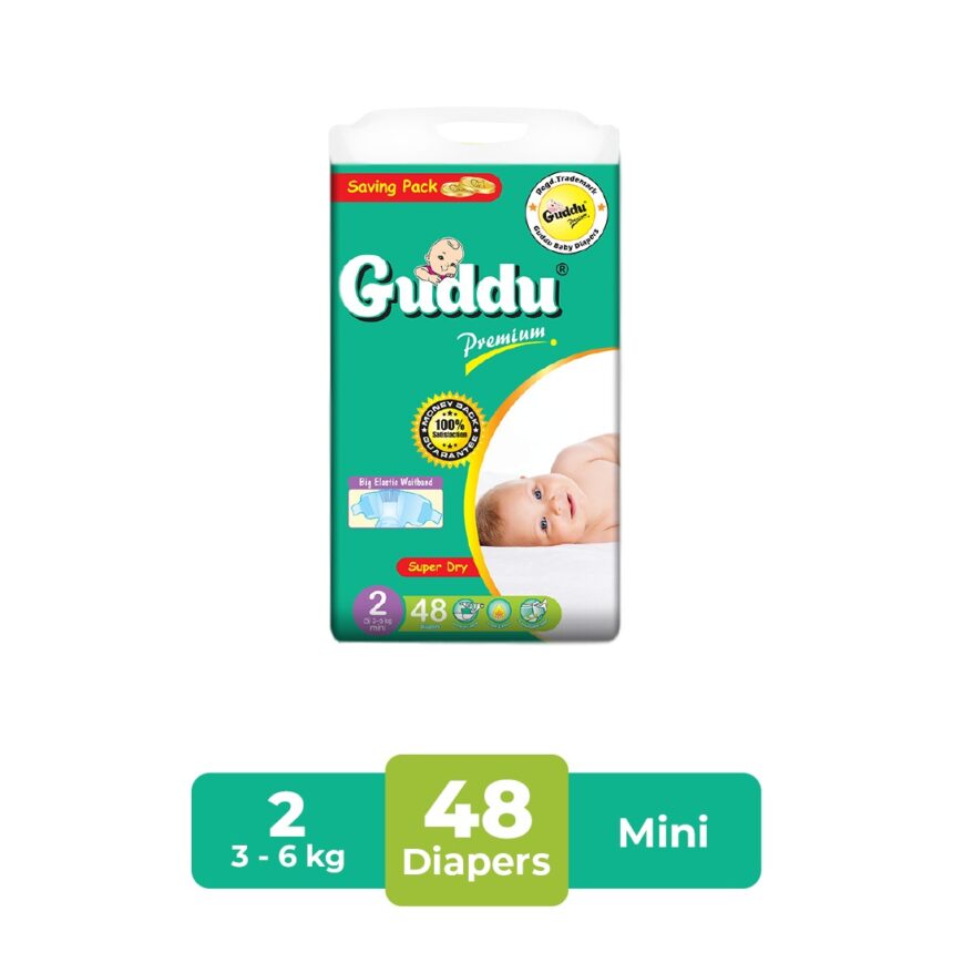 Guddu Premium | 48 diapers | Mini | 3 – 6 kg | 2 – Diaper World